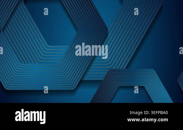 Blue and golden hexagons abstract luxury geometric motion background ...