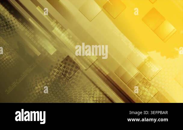 Bright yellow grunge geometric abstract motion background with squares ...
