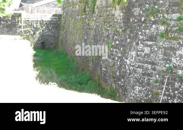 old stone walls of the Citadelle de Bitche in France, medieval defense ...