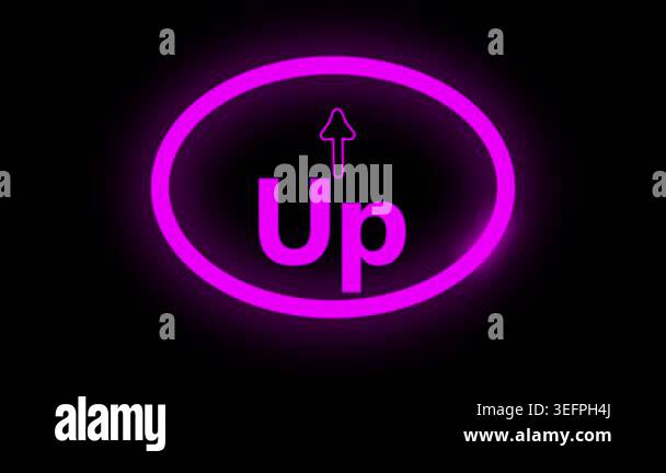 Neon purple up arrow animation circular motion design element upward ...