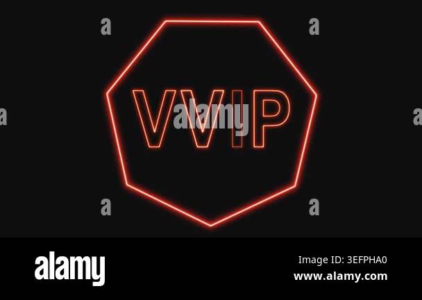 Orange Neon VIP Text Inside Hexagonal Frame on Black Background vvip ...