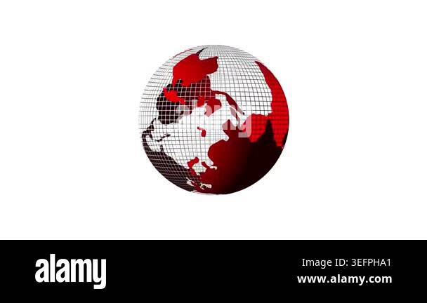 Earth world red globe grid overlay white background 4k ultra hd. Red ...