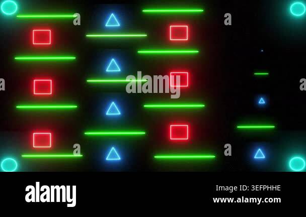 Neon Geometric Shapes in Blue, and Teal on Starry Dark Background ...