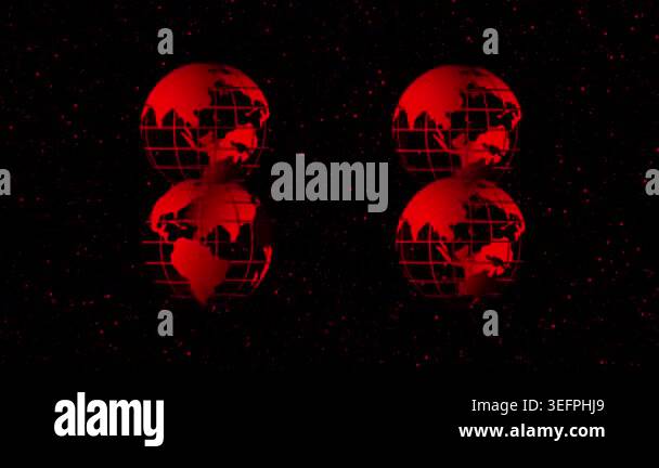 Red Globe in a Field of Red Particles on Black Background world earth ...