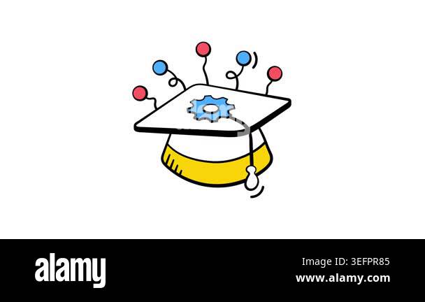 AI knowledge, smart learning and digital education concept hand drawn ...