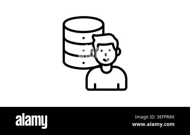 Visually appealing outline icon animation of database admin control ...