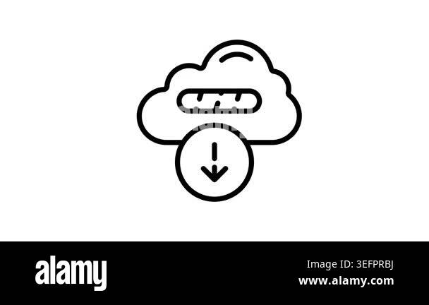 Visually engaging linear icon animation of cloud downloading files ...