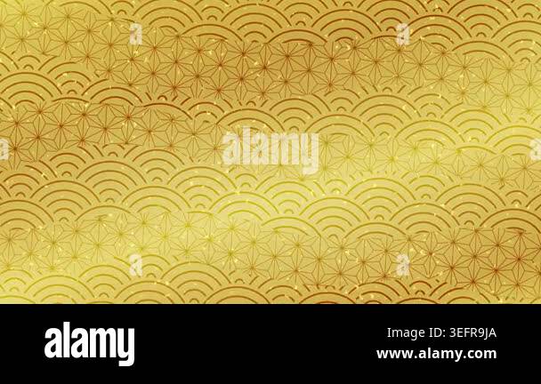 Japanese Traditional Golden Wave and Hemp Leaf Pattern Animation Stock ...