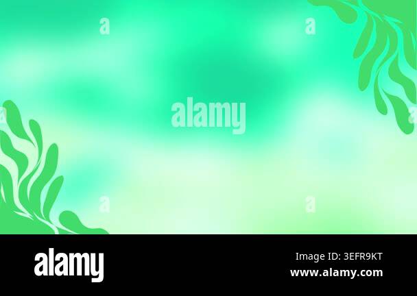 Abstract Mint Green Motion Gradient Background with Organic Leaf Shapes ...