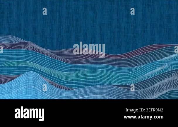 Abstract Indigo Blue Waves with Sashiko Stitching Pattern Stock Video ...