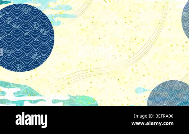 Japanese Traditional Seigaiha Wave Pattern and Gold Leaf Abstract ...