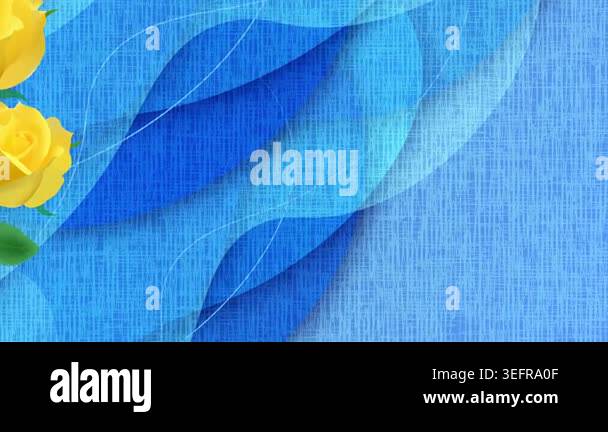 Beautiful Yellow Roses on Blue Abstract Textured Background Animation ...