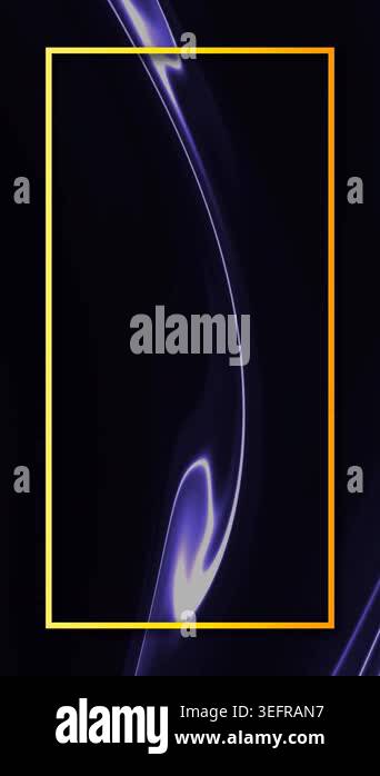 A vibrant neon orange rectangular frame encloses a dark background with ...