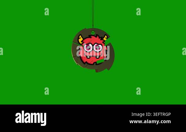 green christmas ball hanging on a red rope on an isolated background ...