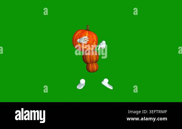 pumpkin in the form of a man on the green background. halloween concept ...