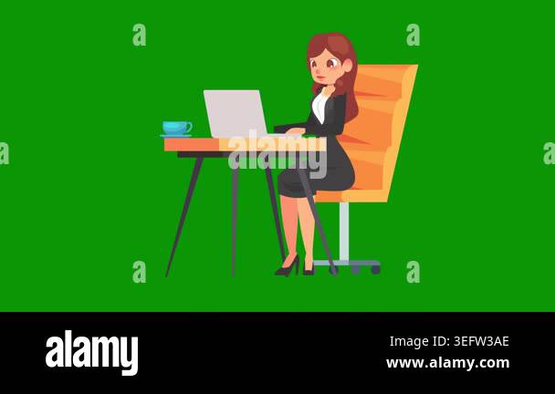 female office worker sitting in chair. vector illustration Stock Video ...