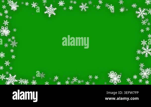 green christmas background. snowflakes on white backdrop. new year ...