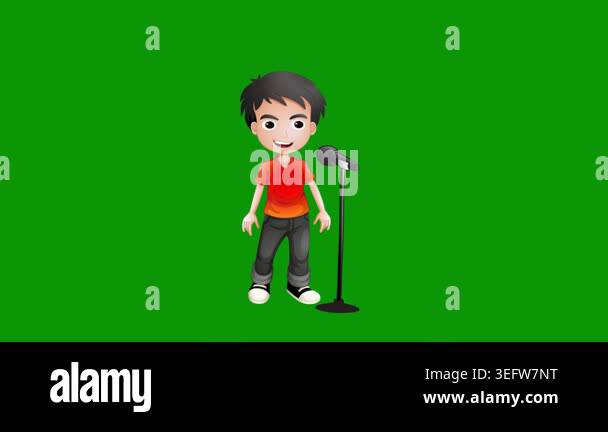 3 d render of a cartoon character playing a microphone Stock Video ...