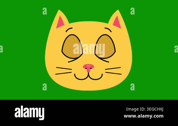 cat with green eyes on the background of the cartoon cat. vector ...