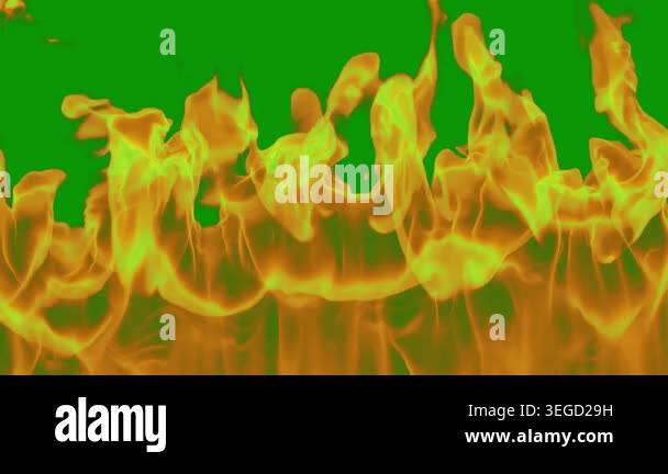 fire flames on a green background Stock Video Footage - Alamy