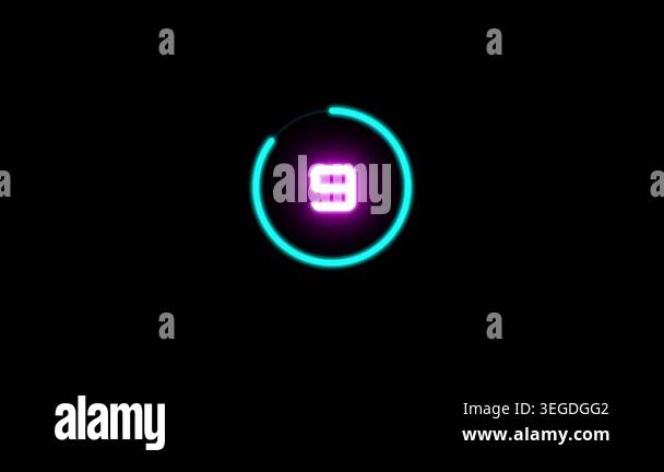 Neon Digital Countdown Timer with Circular Loading Bar Graphics Stock ...