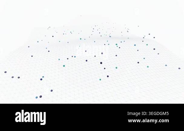 Abstract animation of a digital landscape with a flowing wireframe grid ...