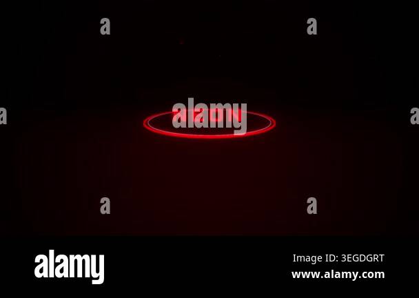 Animated red neon text 'NEON' appearing and disappearing inside a ...