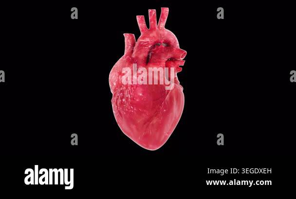 Pulsating anatomical heart animation seamlessly loopable. 3D rendering ...