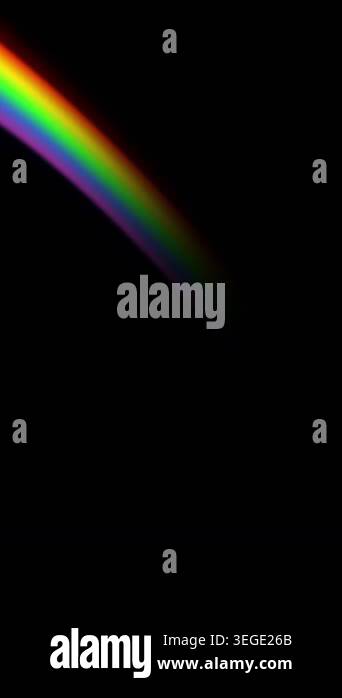 Appearance of a rainbow on a black background layer to overlay 4K. High ...