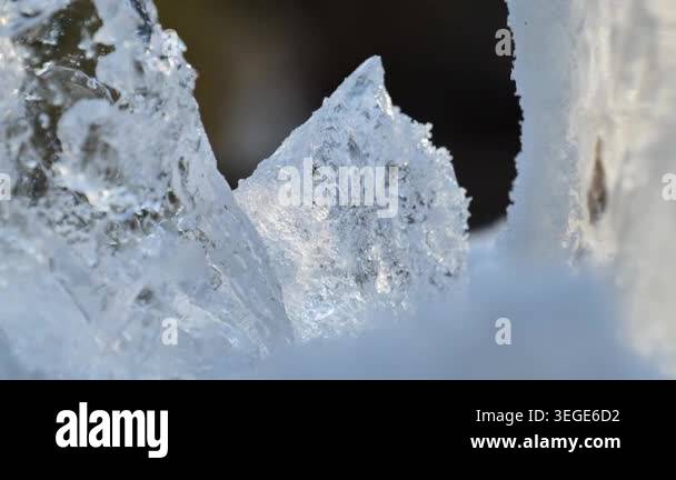 crushed ice structure.Ice shards of various shapes with a sharp ...