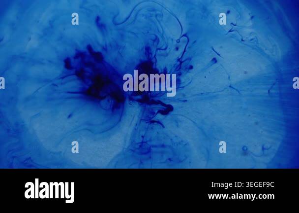 Paint splotch. Pigment spread. Blue mystic smoke flow underwater spill ...