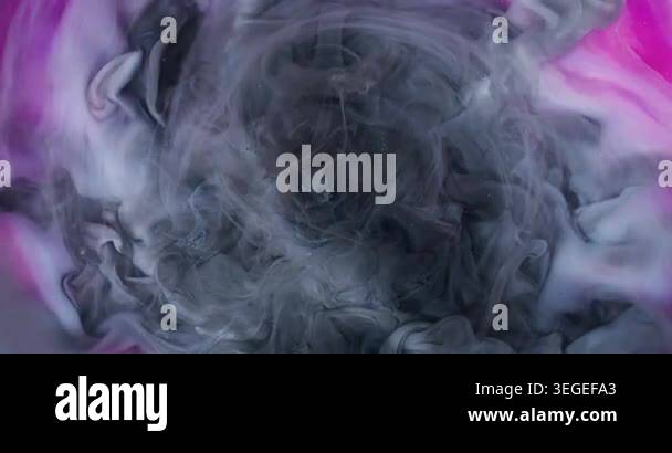 Smoke blur stream. Dark haze. Gray black fume explosion in pink paint ...