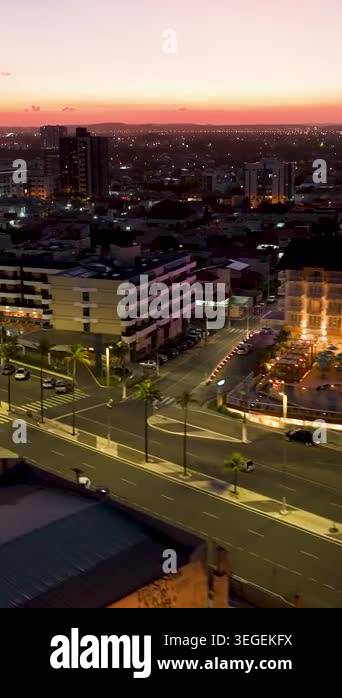 Aerial cityscape sunset landscape of Atalaia Shore Avenue at Aracaju at ...