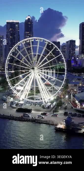 Sunset at downtown Miami Florida United States. Sunset aerial view of ...