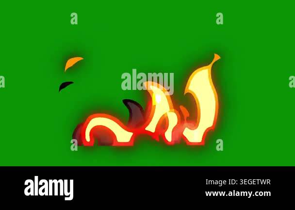 fire flame on green background Stock Video Footage - Alamy