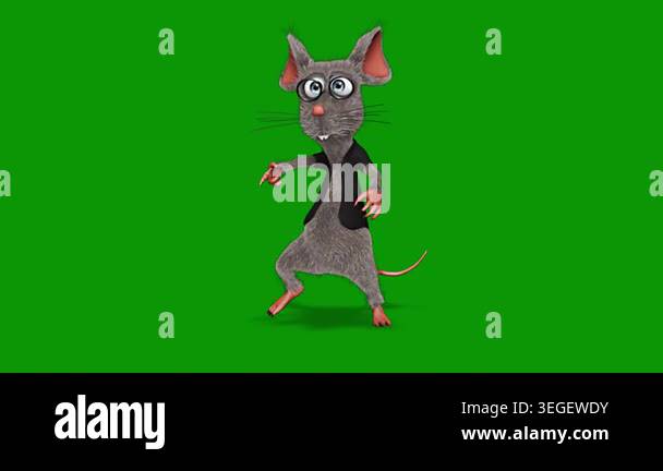 3 d illustration of funny cute cat with mouse isolated on white ...