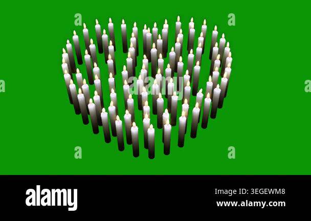 3 d render. heart made of hearts on green background. love concept, st ...