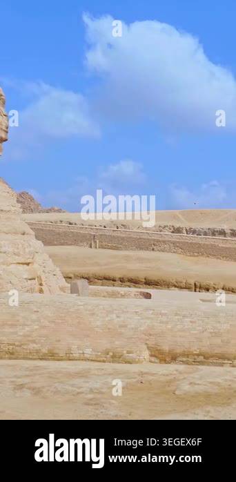 Slow motion footage showing the iconic great sphinx of giza. A majestic ...