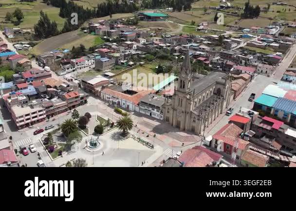 Gameza, Boyaca - Colombia. March 2, 2026. Aerial drone view of one of ...