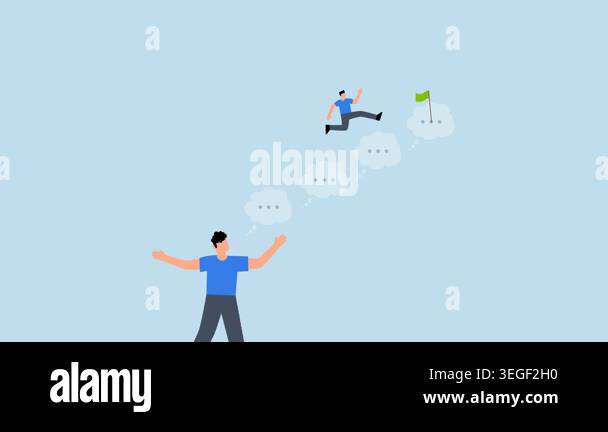 feedback to motivate to success, businessman jump on speech bubble ...