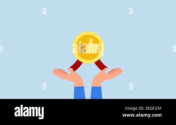 recommendation for employee, 4k animation businessman hand giving thumb ...
