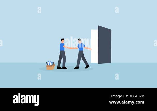 Offboarding process for employee leaving company, 4k animation of ...