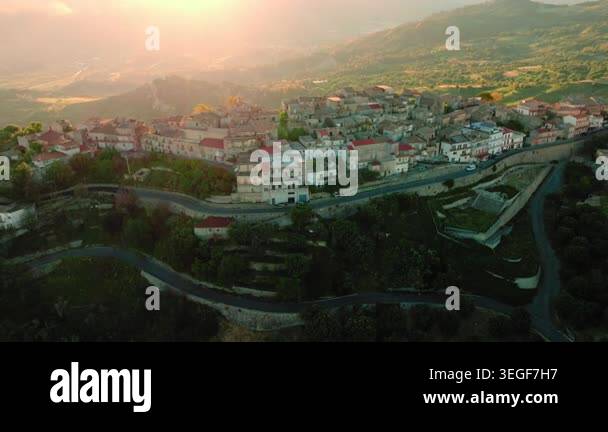 Careri City in Calabria aerial view at sunset time Stock Video Footage ...