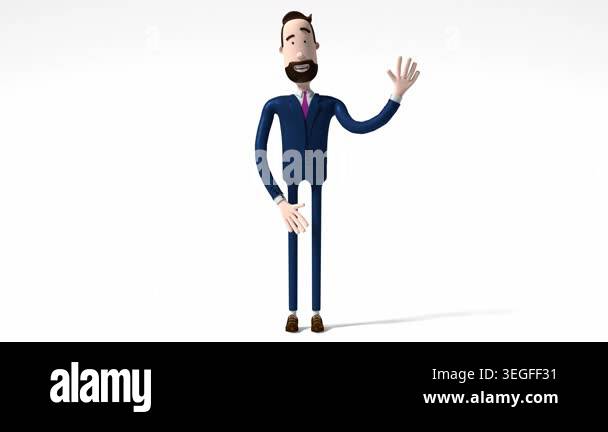 Cartoon Businessman with Suit Waves Hand Stock Video Footage - Alamy