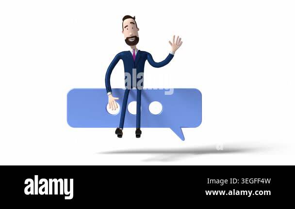 Cartoon Businessman Sitting on Speech Bubble and Floating in the Air ...
