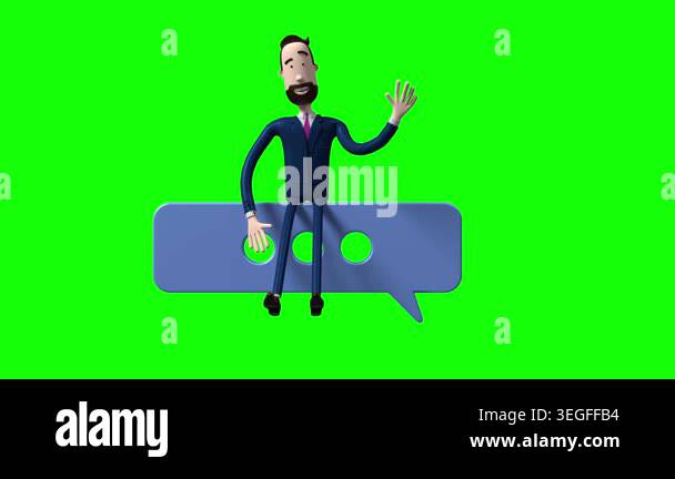 Cartoon Businessman Sitting on Speech Bubble and Floating in the Air ...
