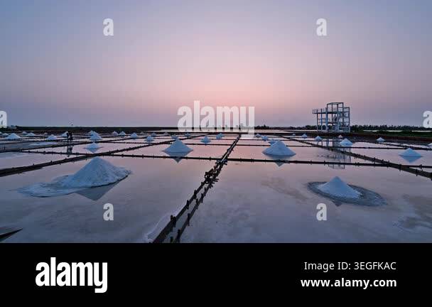 A scenic view of the Cigu Salt Fields in Tainan, Taiwan, featuring ...