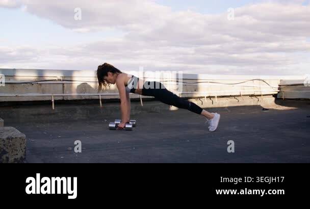 Active workout. Fitness balance. Professional motivated female strong ...