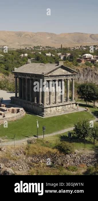 Vertical Aerial View of Ancient Garni Temple in Armenia Stock Video ...