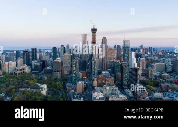 Urban Toronto hyperlapse revealing futuristic skyscrapers and modern ...